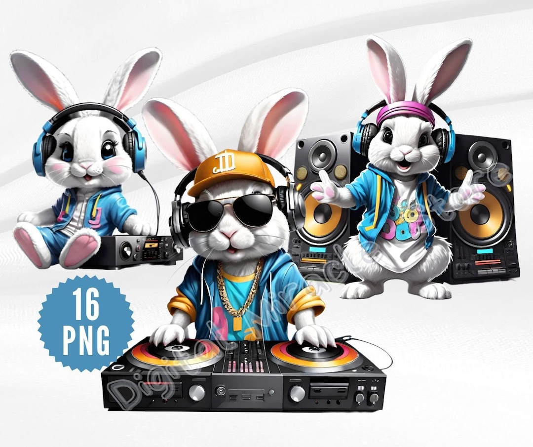 Bunny Music Clipart, Bunny DJ, Bunny With Headphones, Cool Bunny ...