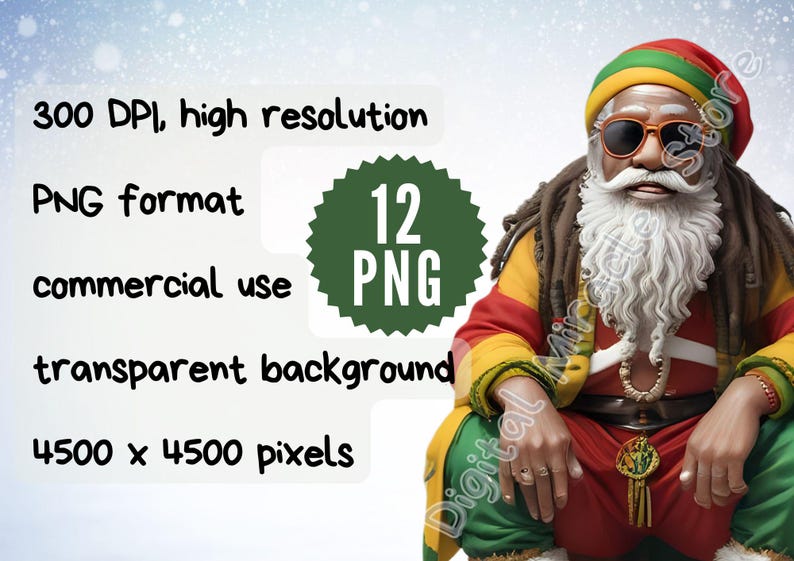 Rasta Man, Black Santa PNG, Cool Santa PNG, African American Santa ...