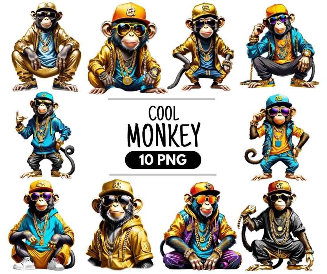 Hip Hop Monkey, Cool Monkey PNG, Monkey Clipart, Monkey With Hat, Money ...