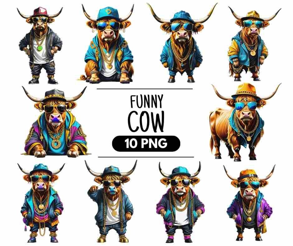 Funny Cow PNG, Gangster Cow, Cool Cow, Streetwear Cow, Highland Cow ...