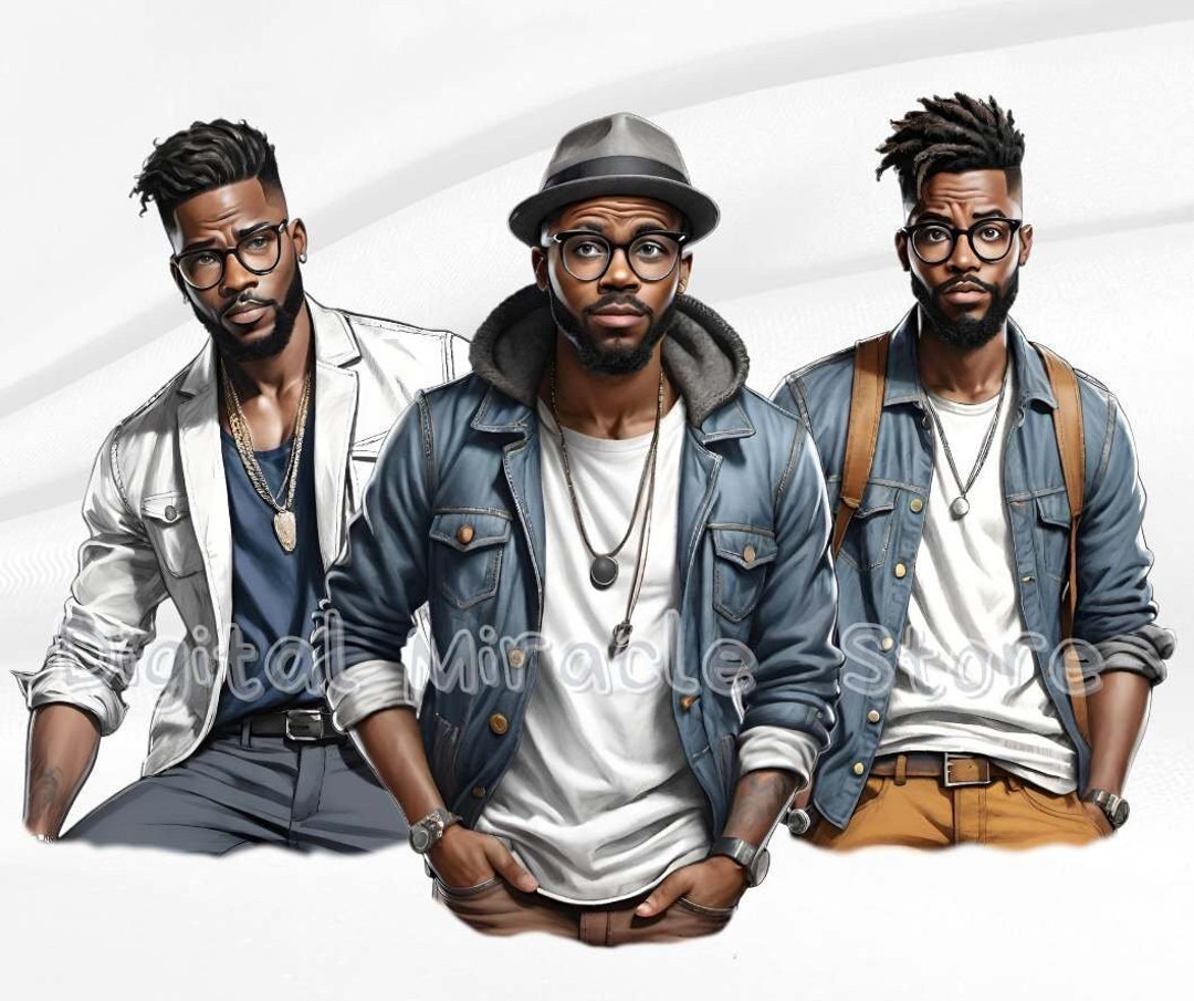 Hipster Clipart, Handsome Black Man, Black Man PNG, African American ...
