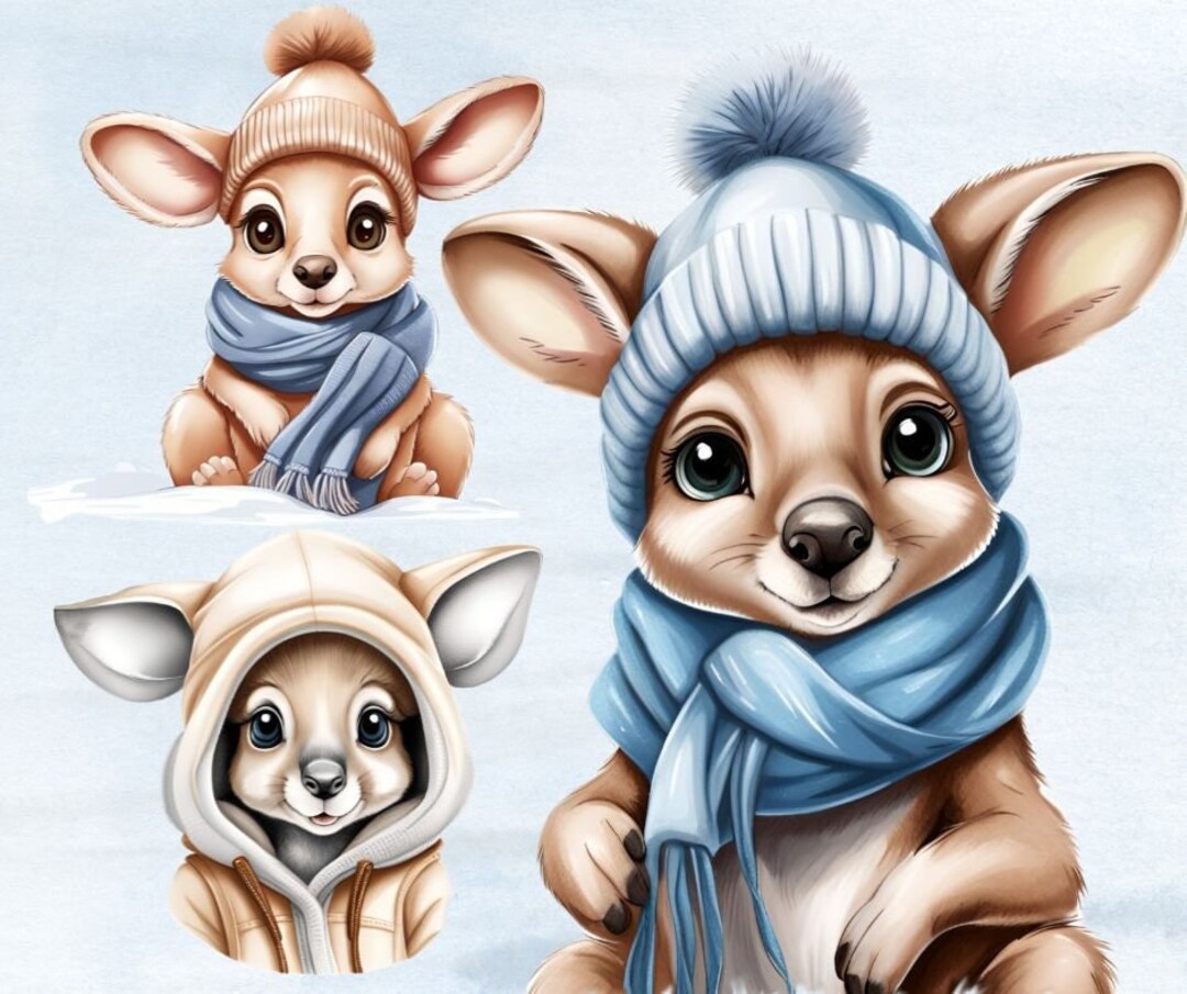 Christmas Kangaroo Clipart Bundle Winter Kangaroo PNG - Etsy