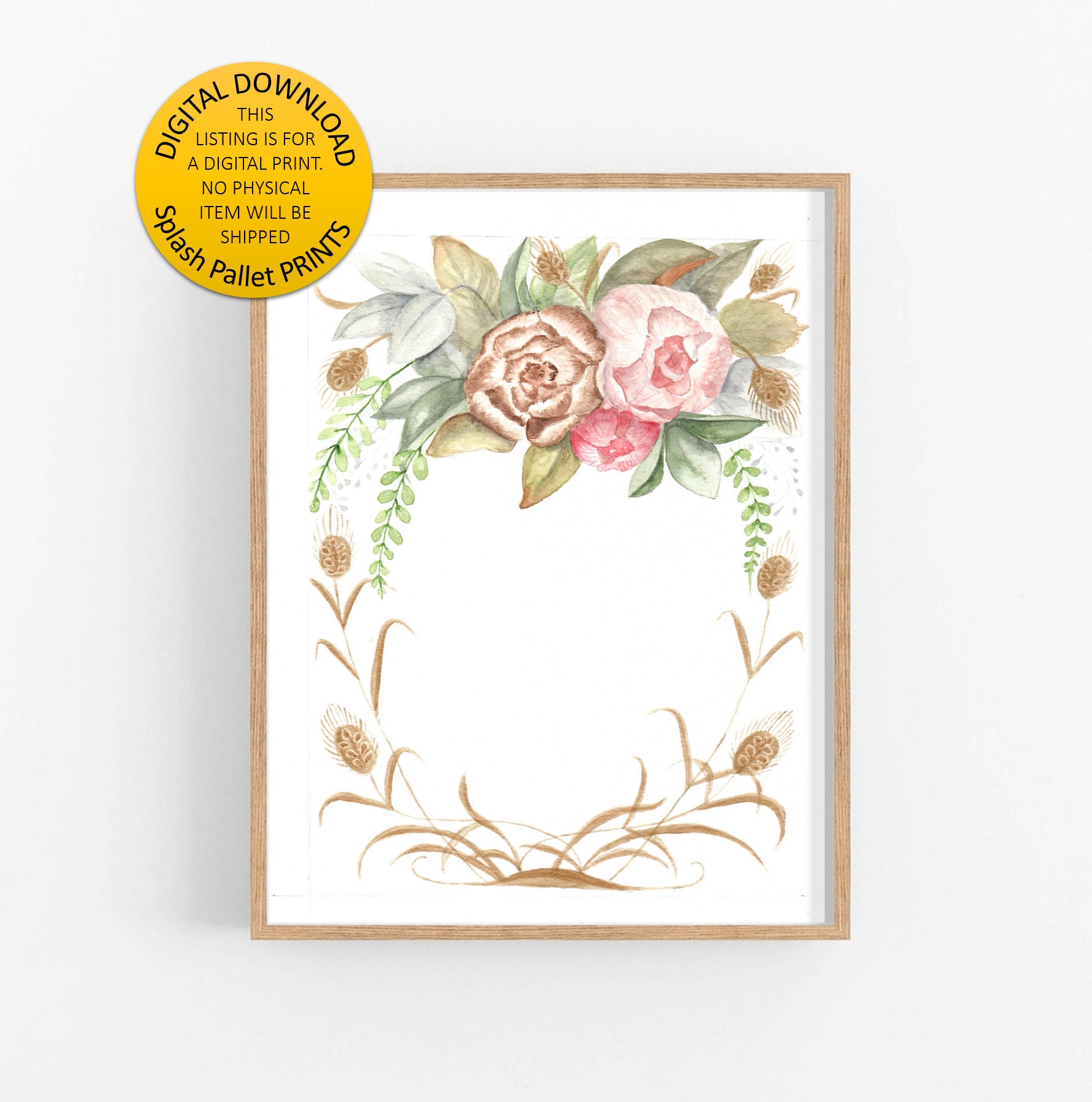 Boarder Wall Art, Printable Floral Border Pattern, Christmas Decor ...