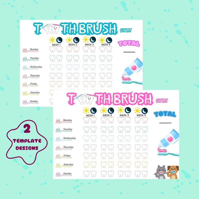Teeth Brushing Chart | Brush Your Teeth | Tooth Chart | Brush Teeth ...