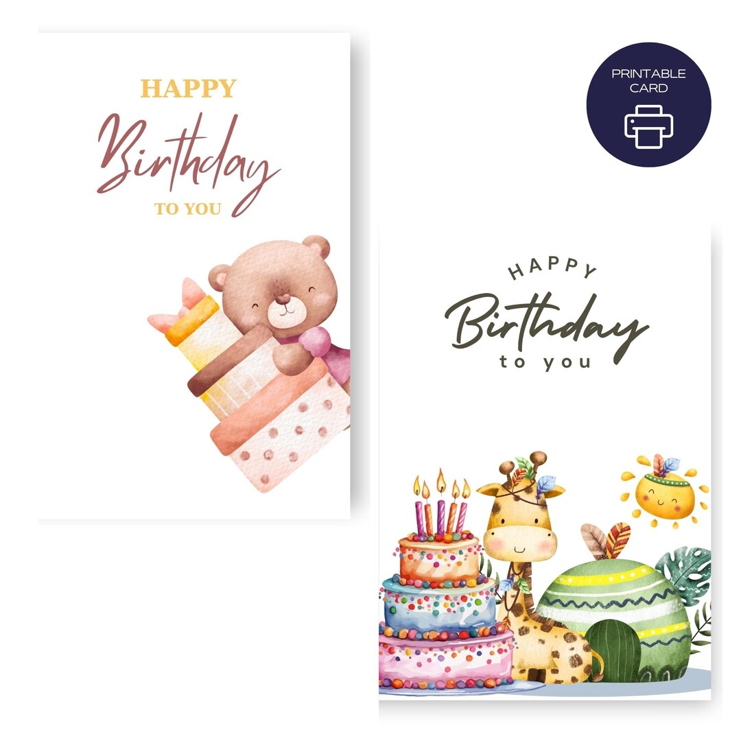 Happy Birthday Printable Card, Cake Happy Birthday Card Print ...