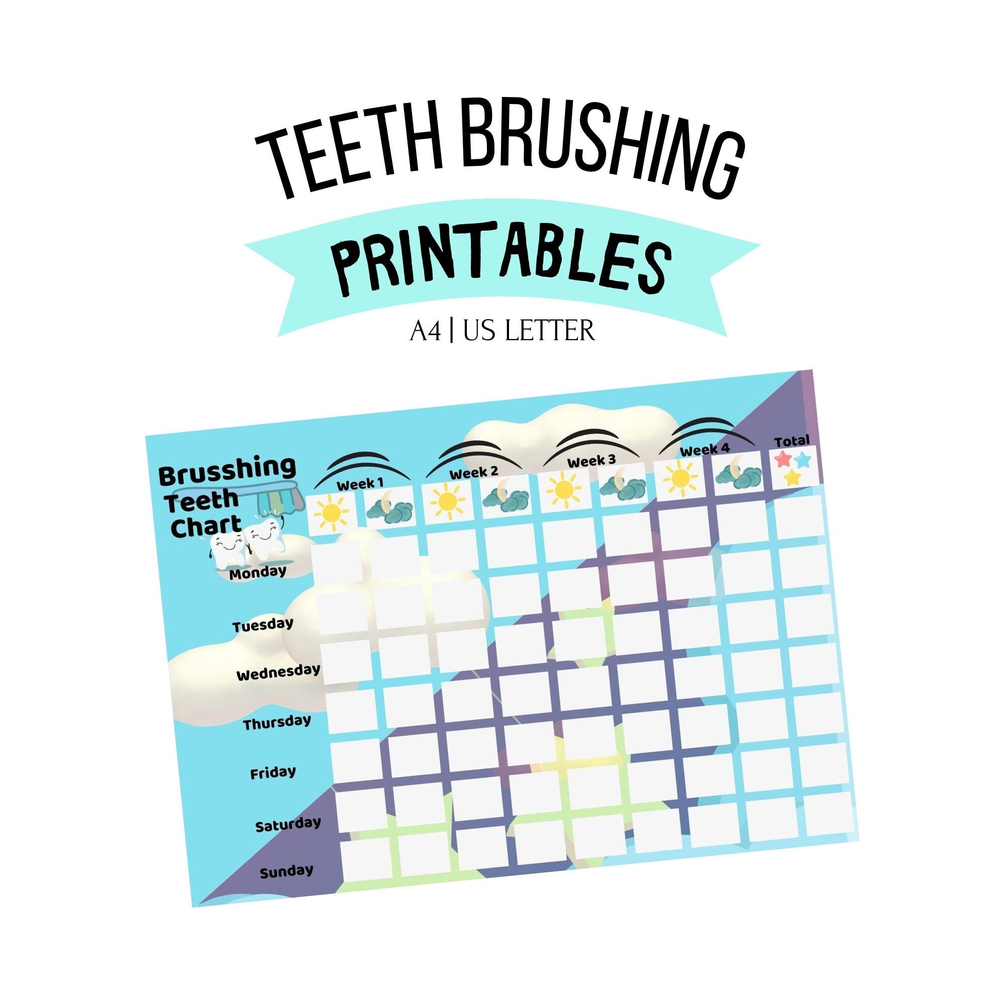 Tooth Brushing Chore Chart Printables, Kids Printable, Brushed Teeth ...