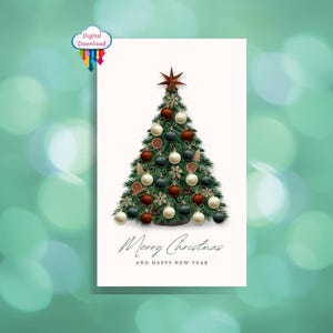 Christmas Tree Card Digital Download Printable Merry Christmas Card ...