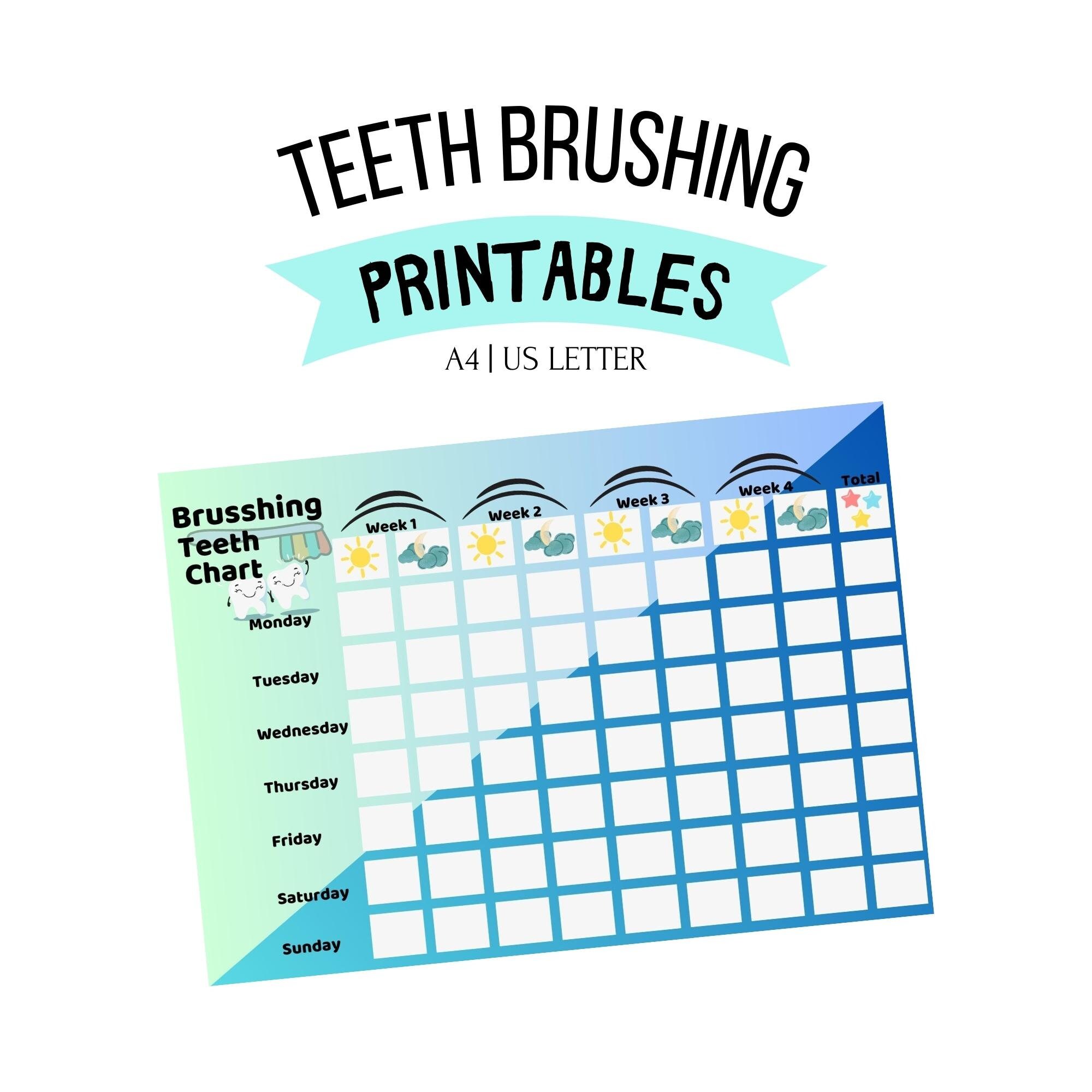 Tooth Brushing Chore Chart Printables, Kids Printable, Brushed Teeth ...