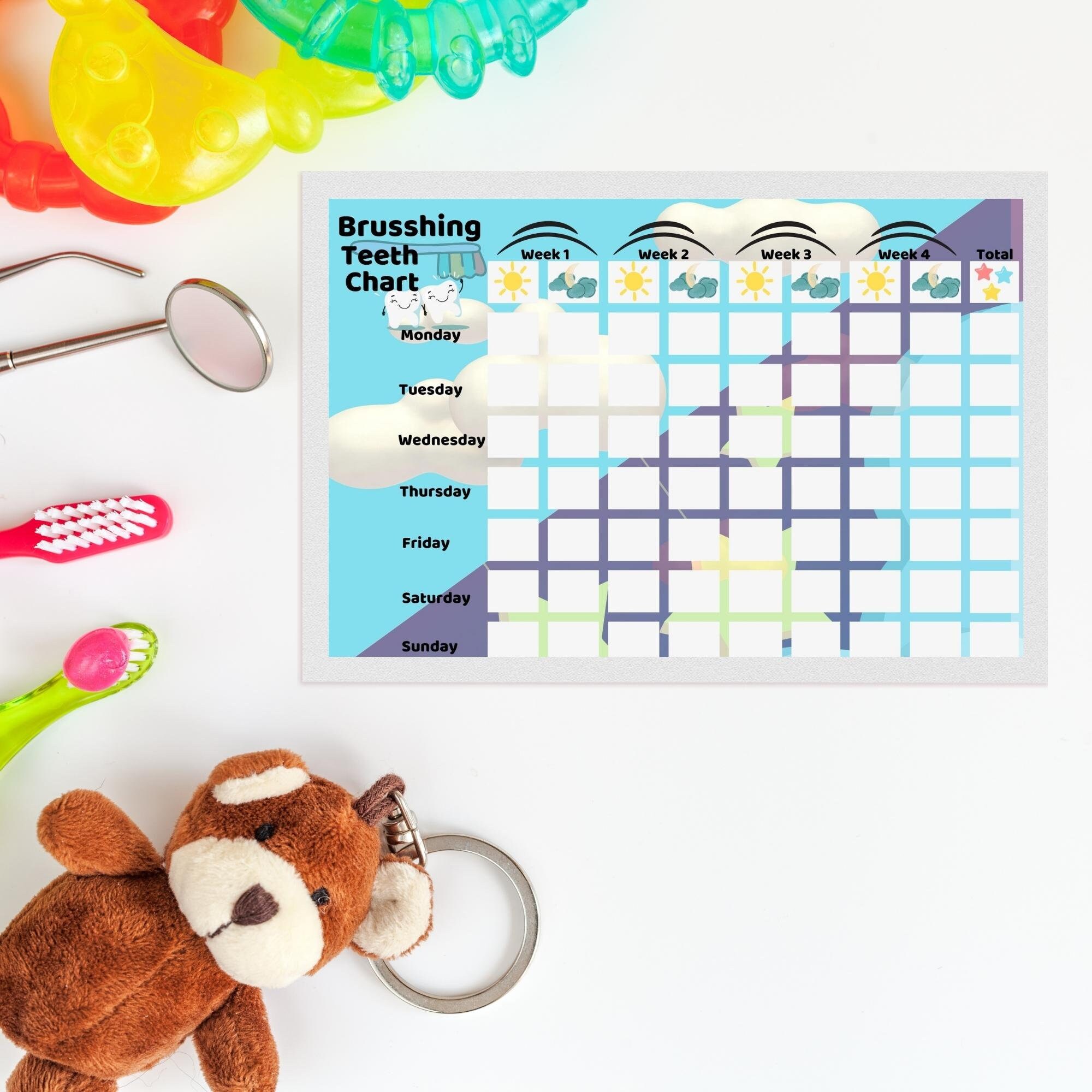 Tooth Brushing Chore Chart Printables Kids Printable Brushed - Etsy