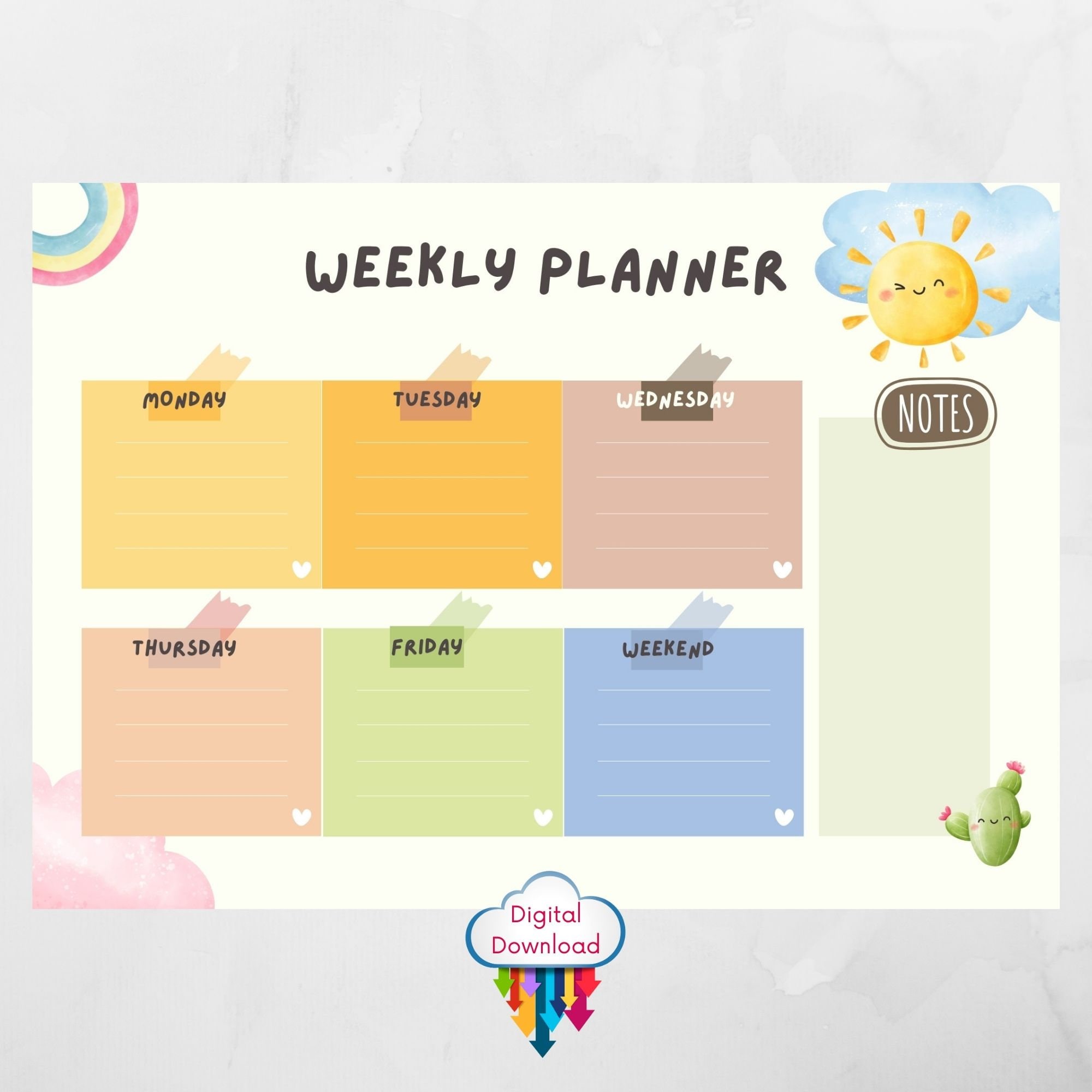 Kids Weekly Planner, Kids Summer Weekly Planner, Night Weekly Planner ...