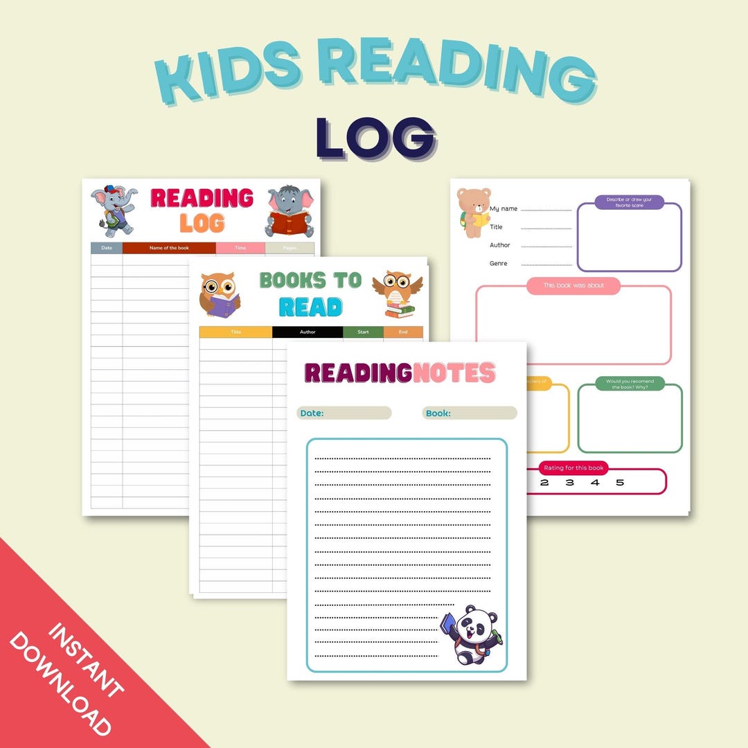 Kids Reading Tracker Printable, Bookshelf Reading Log for Kids A4 A5 ...