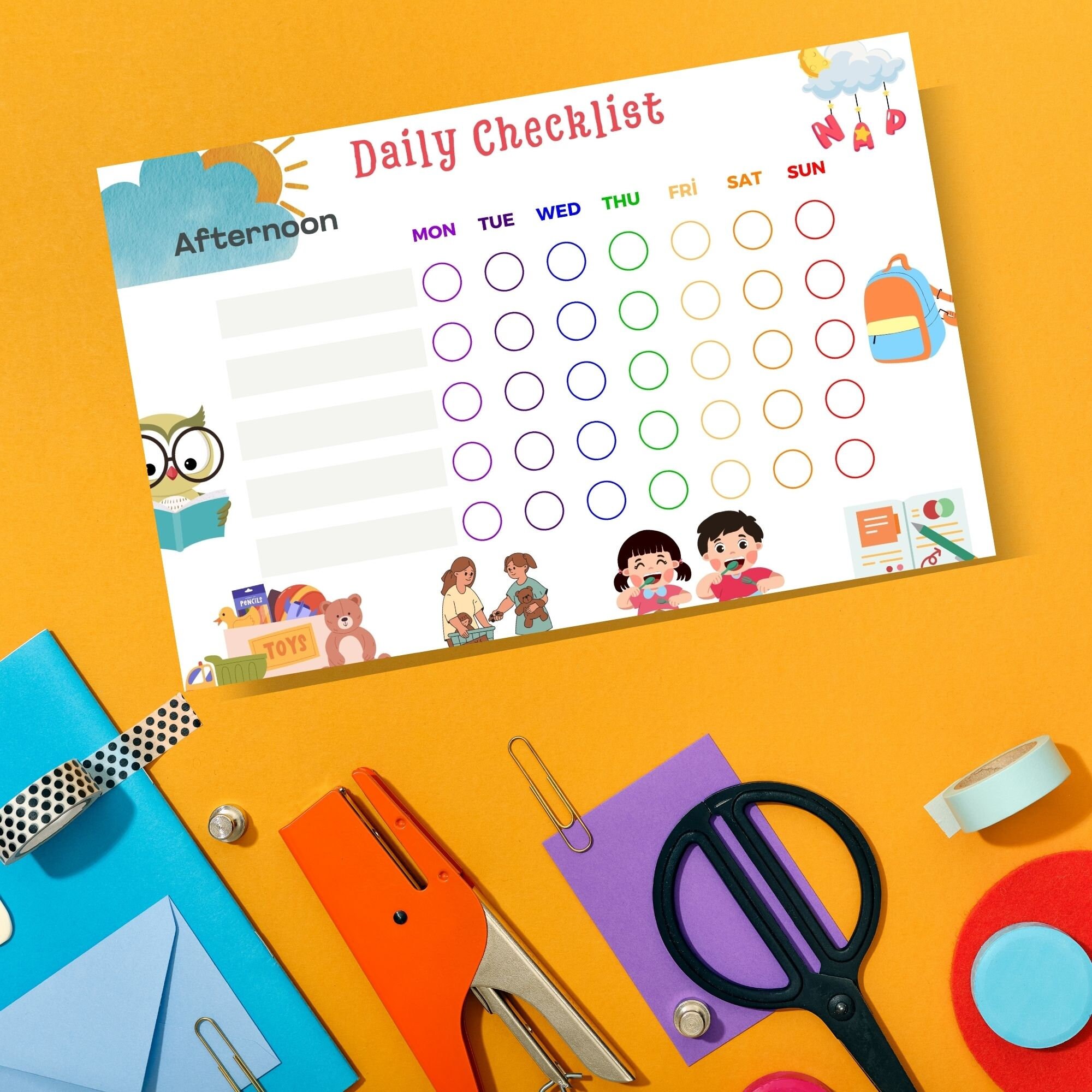 Kids Daily School Checklist Printable Kids Responsibility Chart, to Do ...
