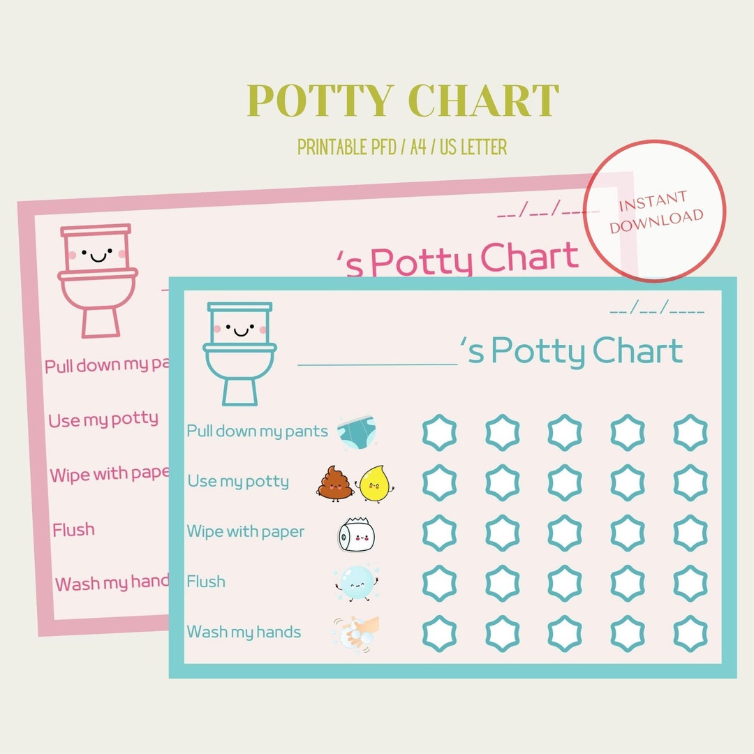 Printable Best Potty Training Chart, Peed, Pood, Cute Fun Colors, Multi ...