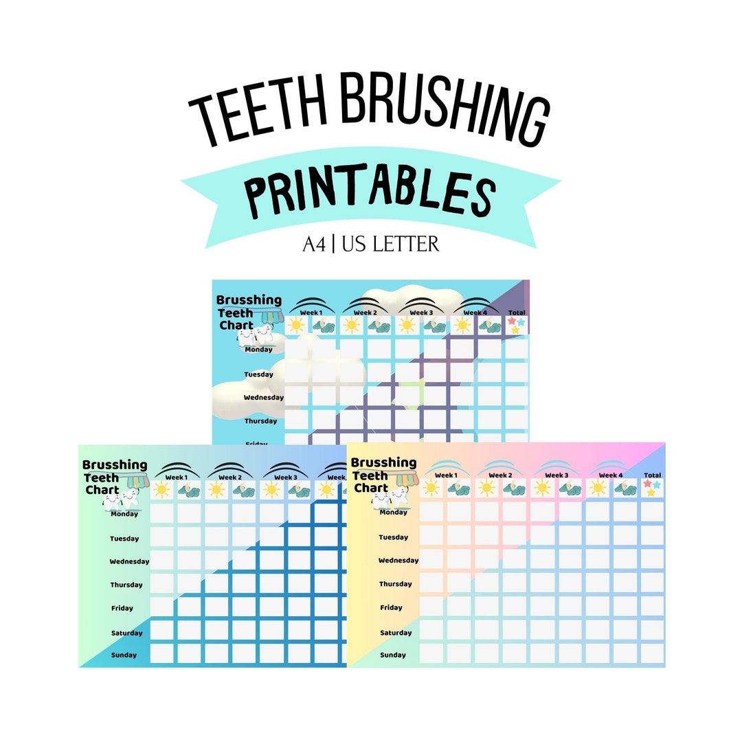 Tooth Brushing Chore Chart Printables, Kids Printable, Brushed Teeth ...