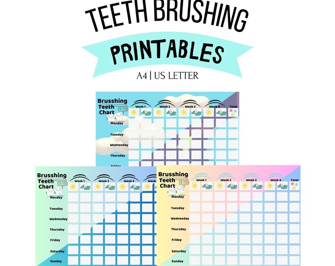 Brushed Teeth Chart, Tooth Brushing Chart , Toddler Reward Chart ...