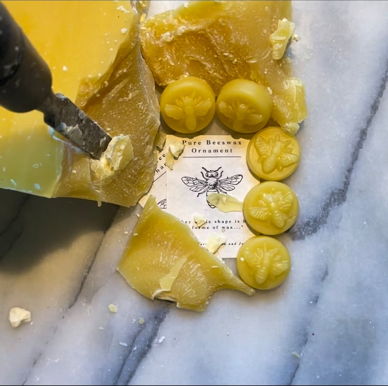 Beeswax Medallions With Bee Design | Set of 6 | Natural Beeswax Bee ...