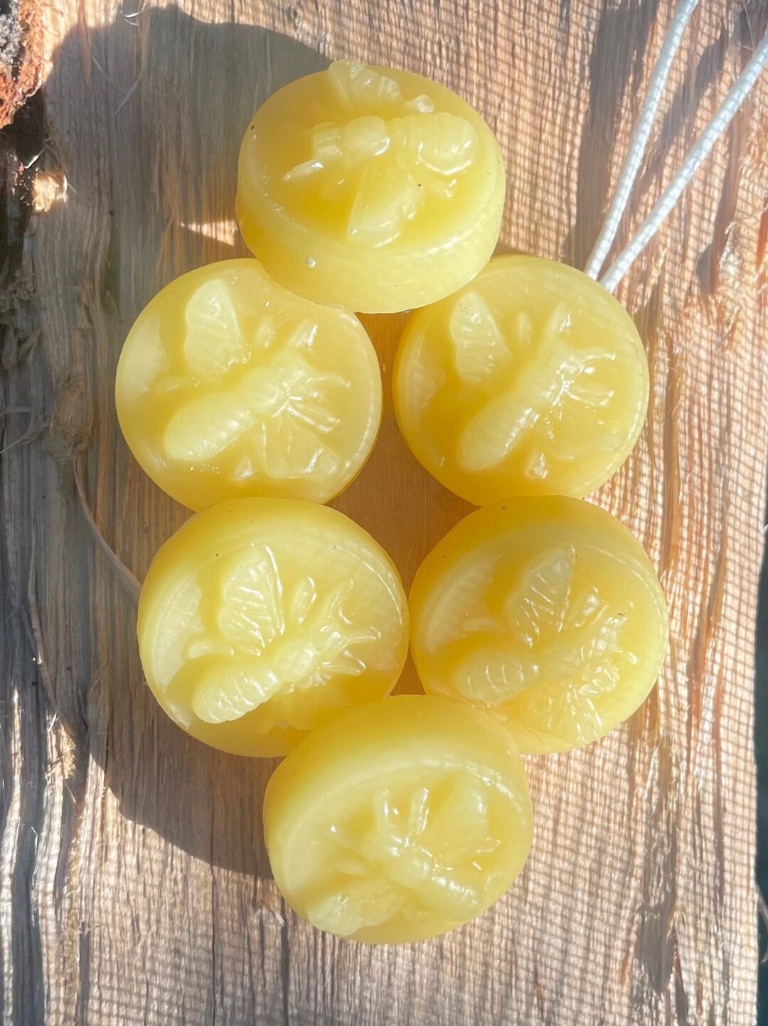 Beeswax Medallions With Bee Design | Set of 6 | Natural Beeswax Bee ...