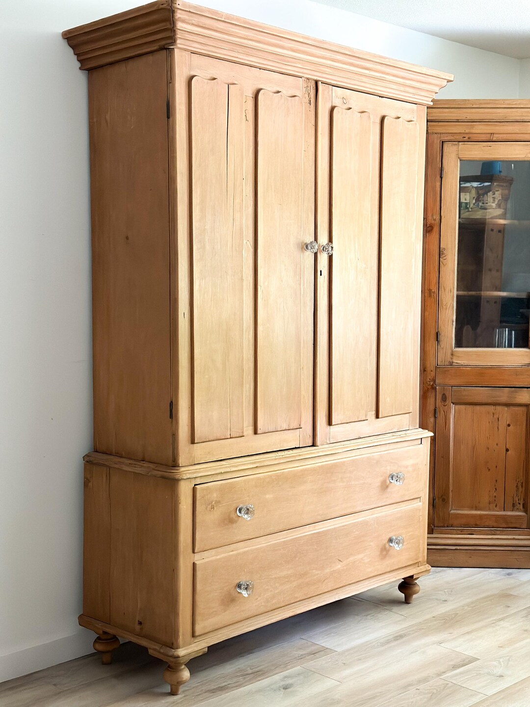 PENDING Antique English Pine Linen Press Cabinet - Etsy
