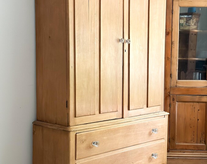 Pending for Graham** Antique English Pine Linen Press Cabinet - Etsy