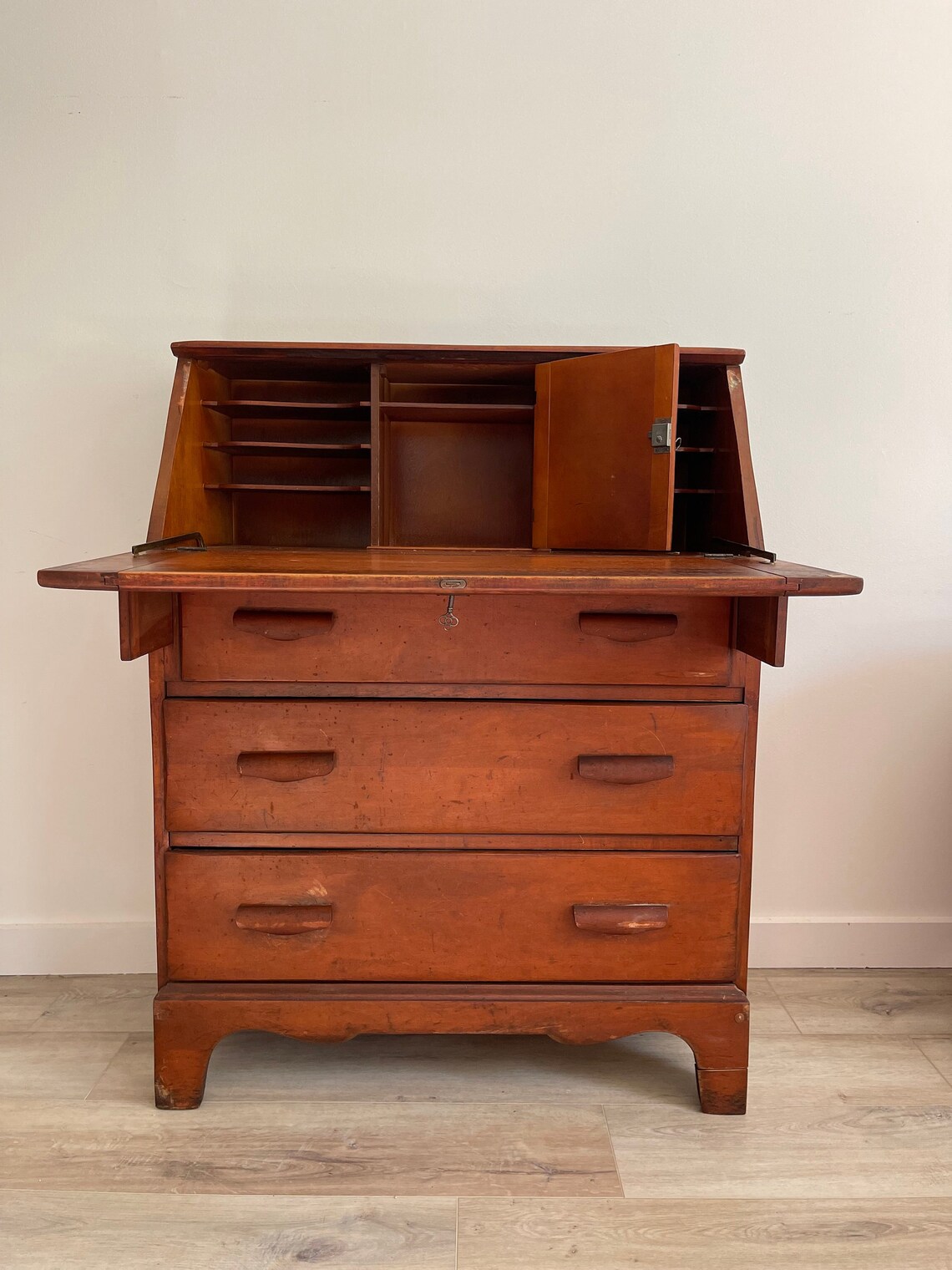 Antique Slant Top Secretary Desk/dresser - Etsy