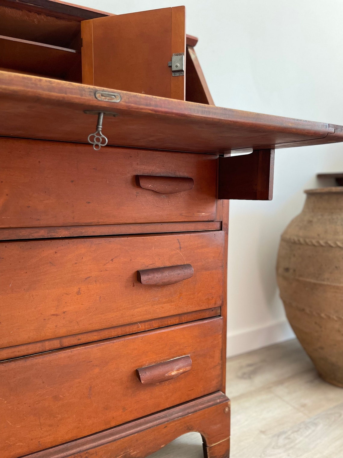 Antique Slant Top Secretary Desk/dresser - Etsy