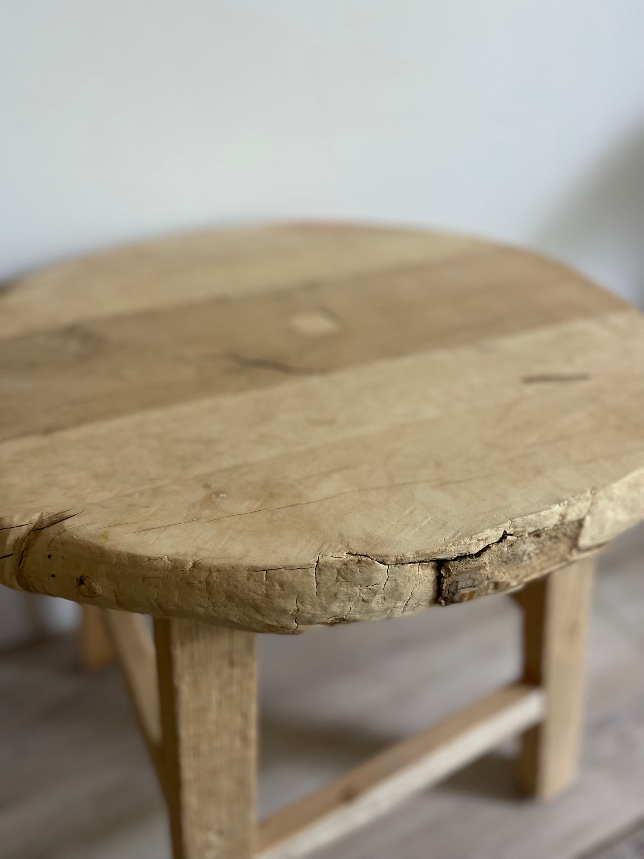 Round Elm Wood Side Table - Etsy