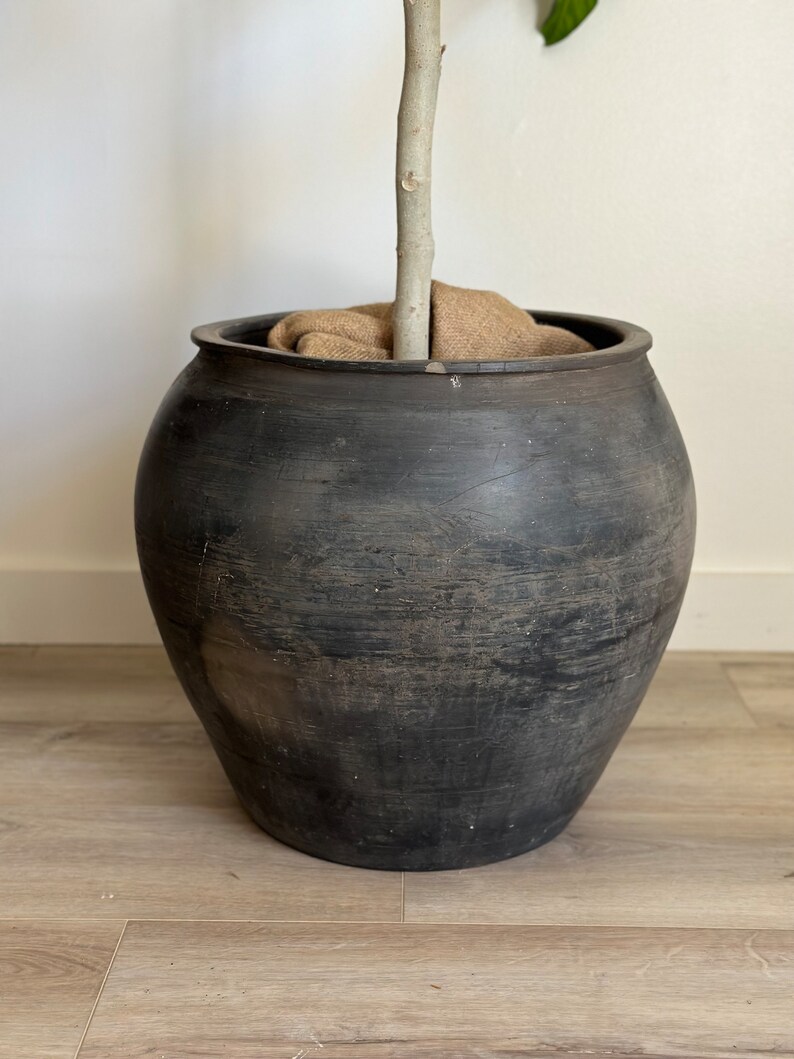 Large Vintage Grey Pot - Etsy