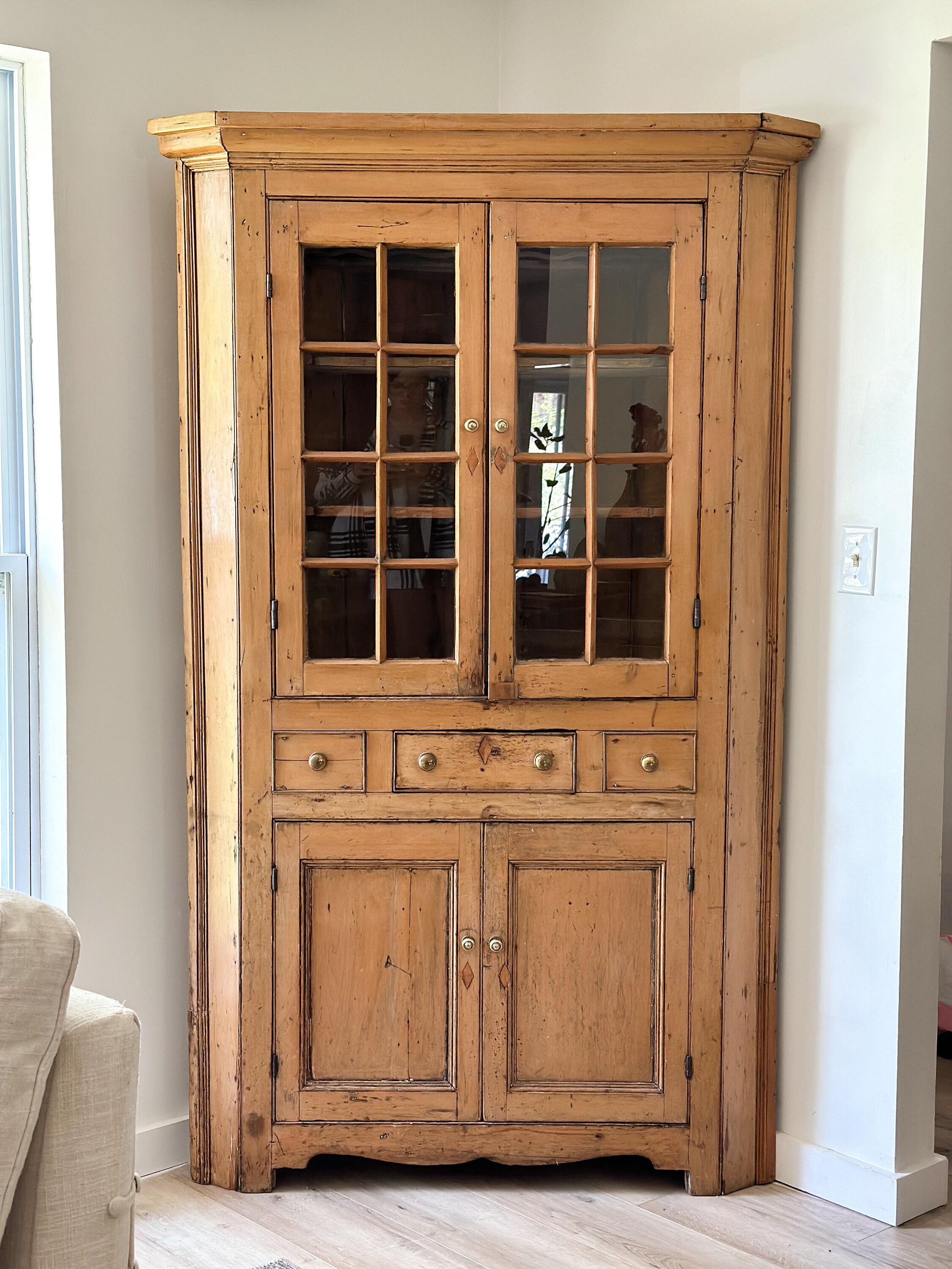 Antique English Pine Corner Hutch - Etsy