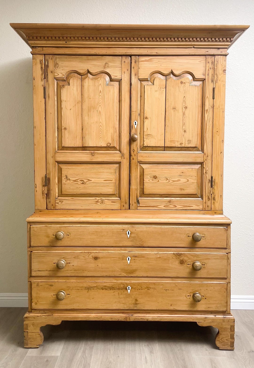 Antique English Pine Linen Press Cabinet - Etsy