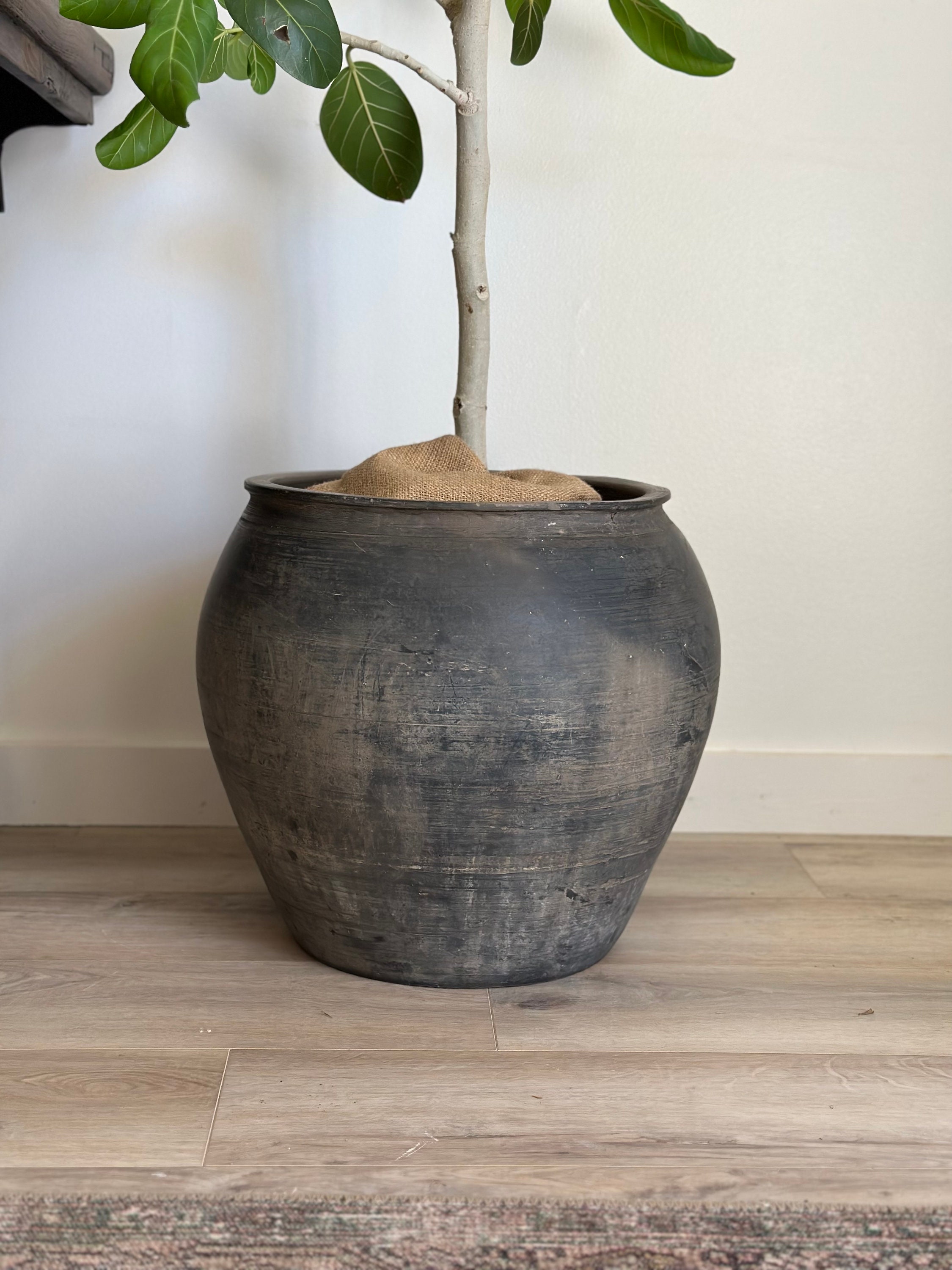 Large Vintage Grey Pot - Etsy