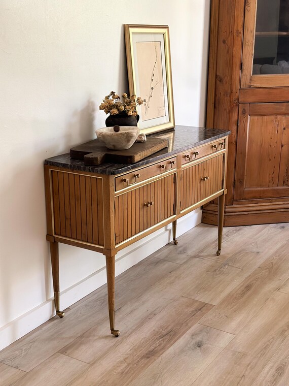 MCM Marble Top Buffet Table Etsy Israel