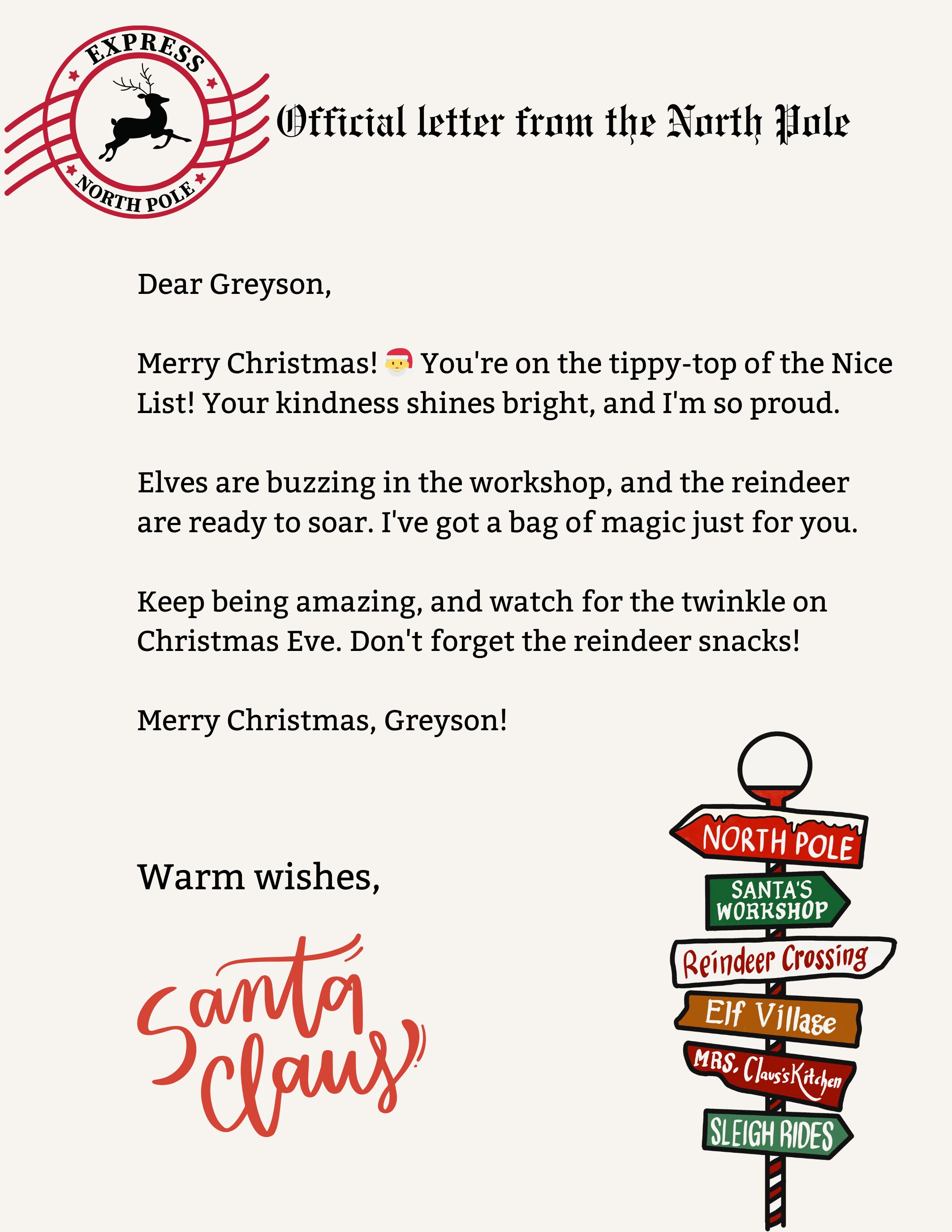 Editable Santa Letter Digital Santa Letter Templates North Pole Letters ...