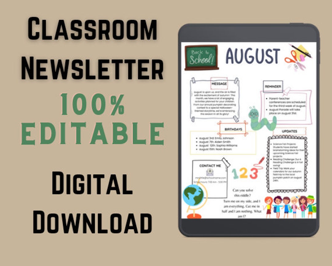 Modern Teacher Newsletter Template | Editable and Printable | Classroom ...