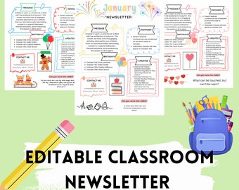 April Newsletter Template, Editable Newsletter, Monthly Newsletter ...