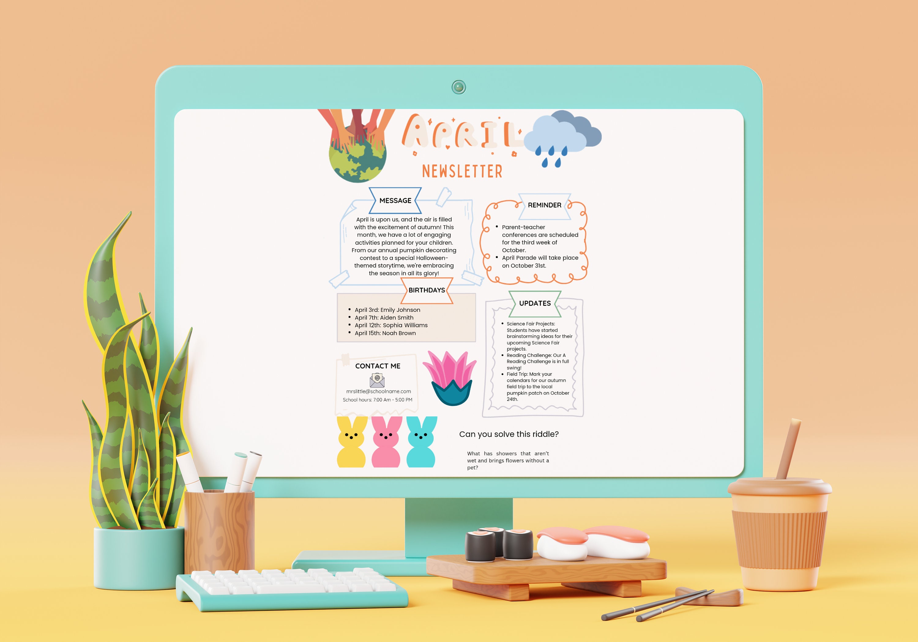 Editable Teacher Template Newsletter Guide Digital Newsletter Template ...