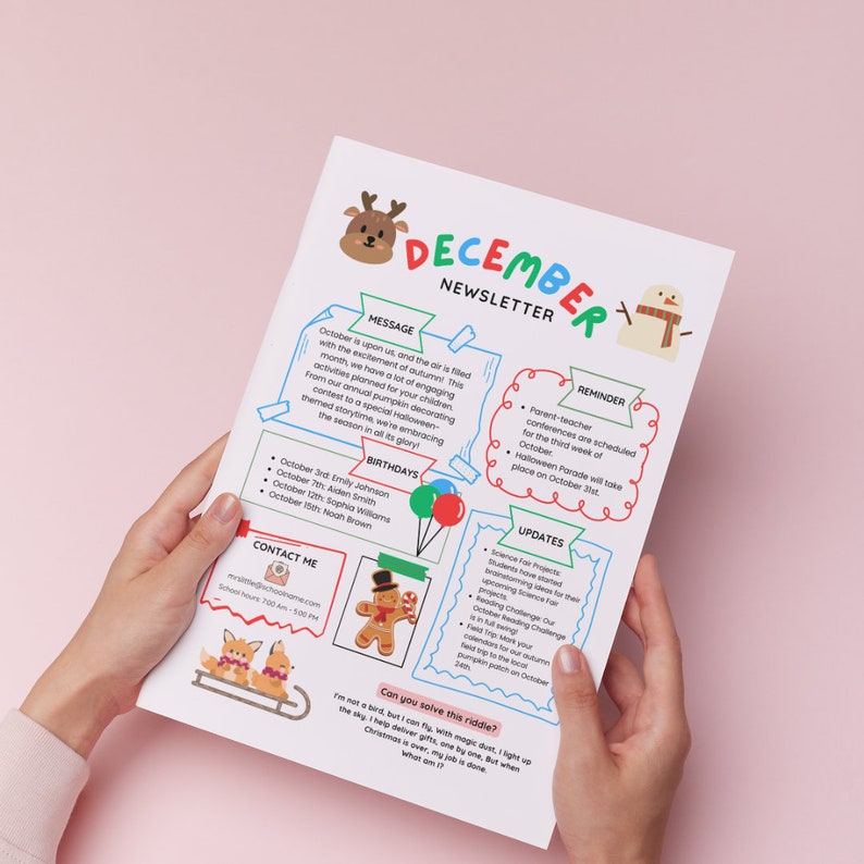 Editable Monthly School Newsletter Template - Customize, Print, and ...