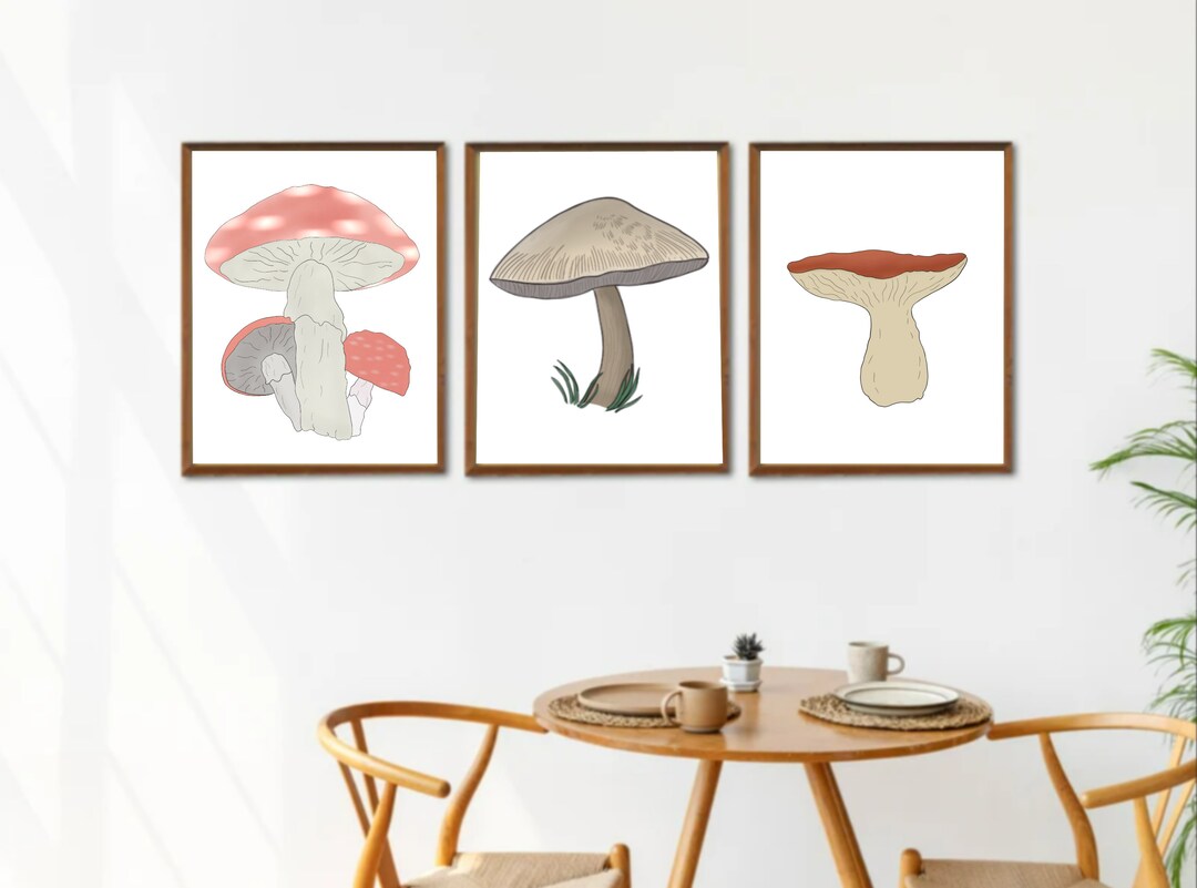 Mushroom Print Set of 3 Mushroom Art Printable Mushroom - Etsy