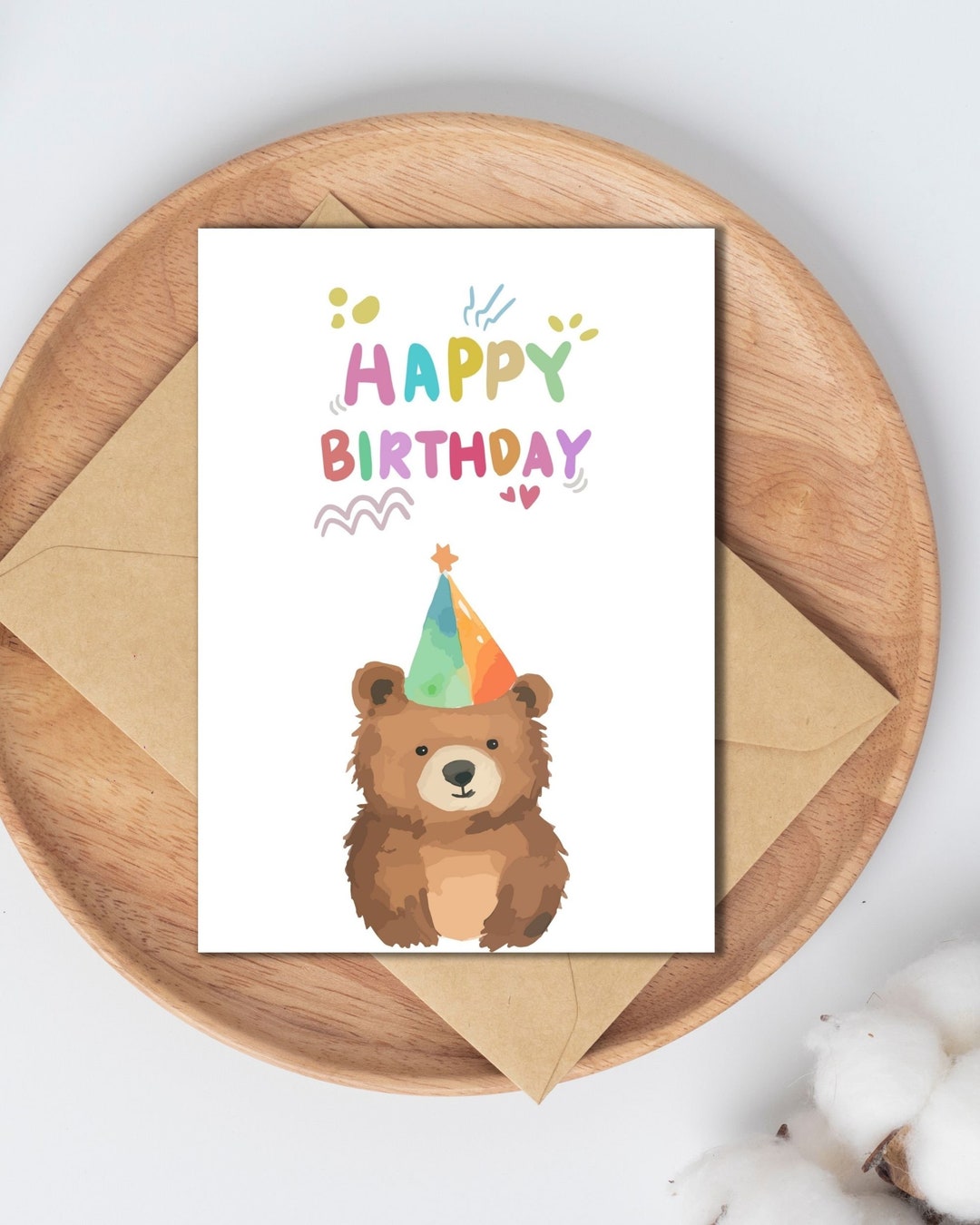 Printable Birthday Card, Funny Bear Birthday Card, Instant Download ...