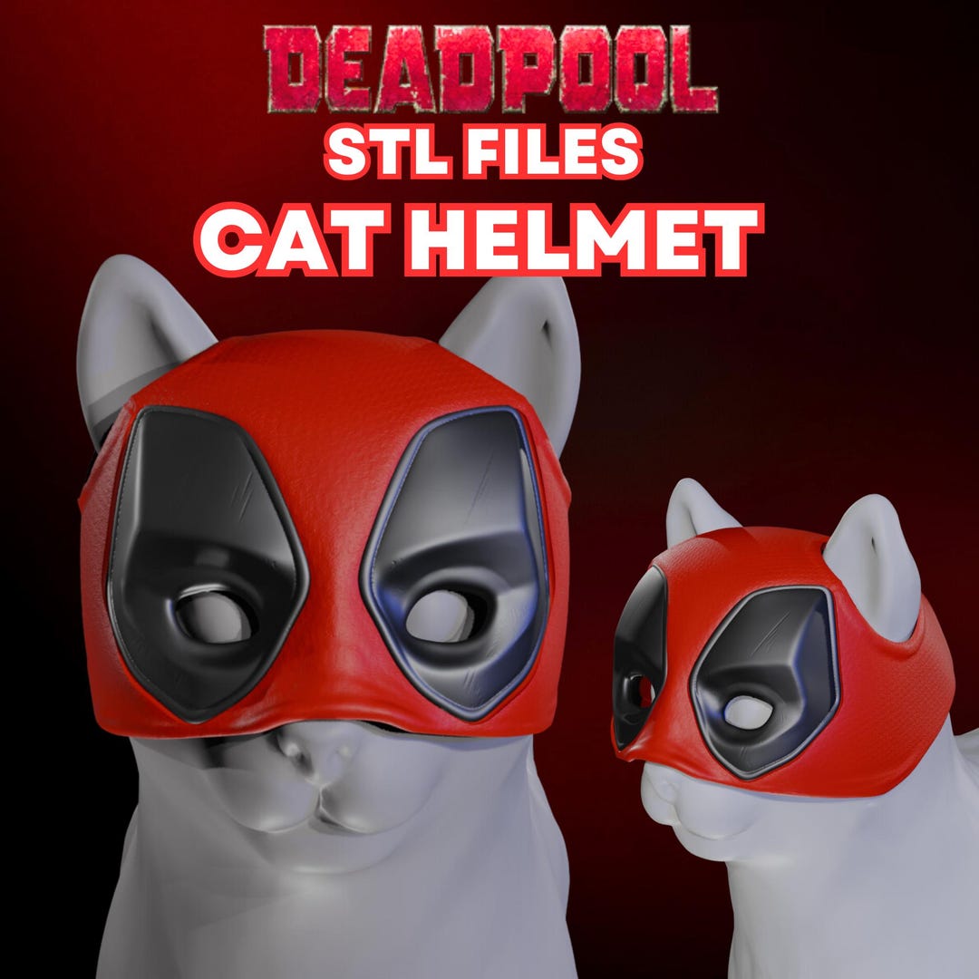3D Deadpool Cat Helmet, Textured Deadpool Cat Mask, Cat Deadpool Face ...