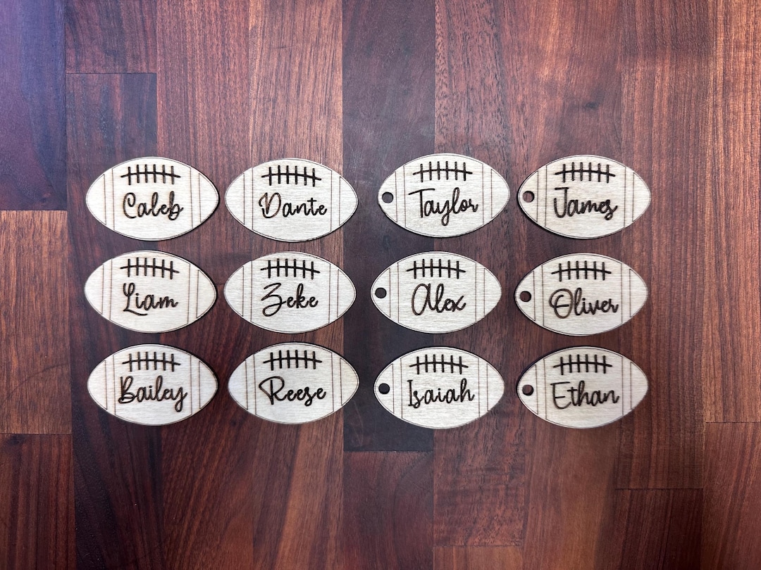 Wooden Football Name Tags | Tokens | Signs | Displays | Laser-engraved ...