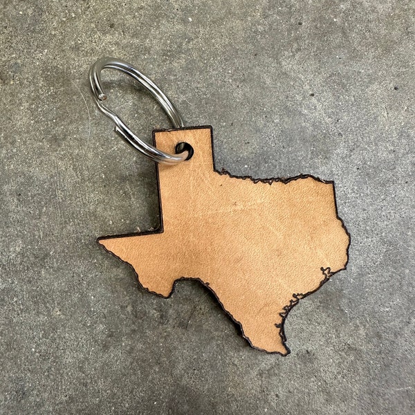 Leather Texas Keychain - Etsy