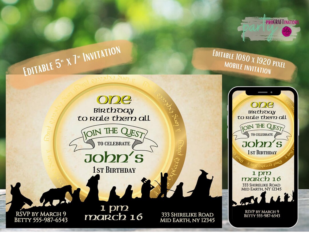 EDITABLE Fantasy Invitation, Invite, Digital, Mobile, Printable, DIY ...