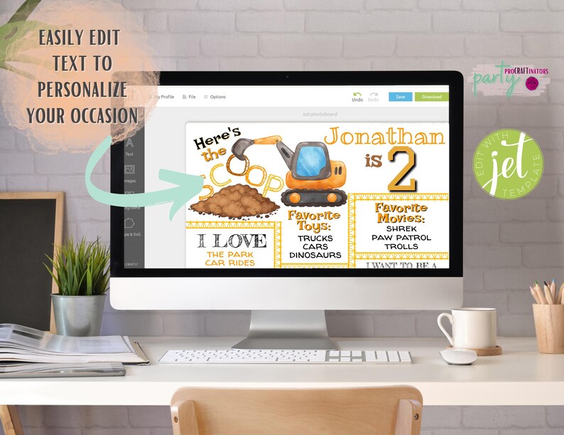 EDITABLE Construction Birthday Milestone Board, Party Decor, Milestone ...