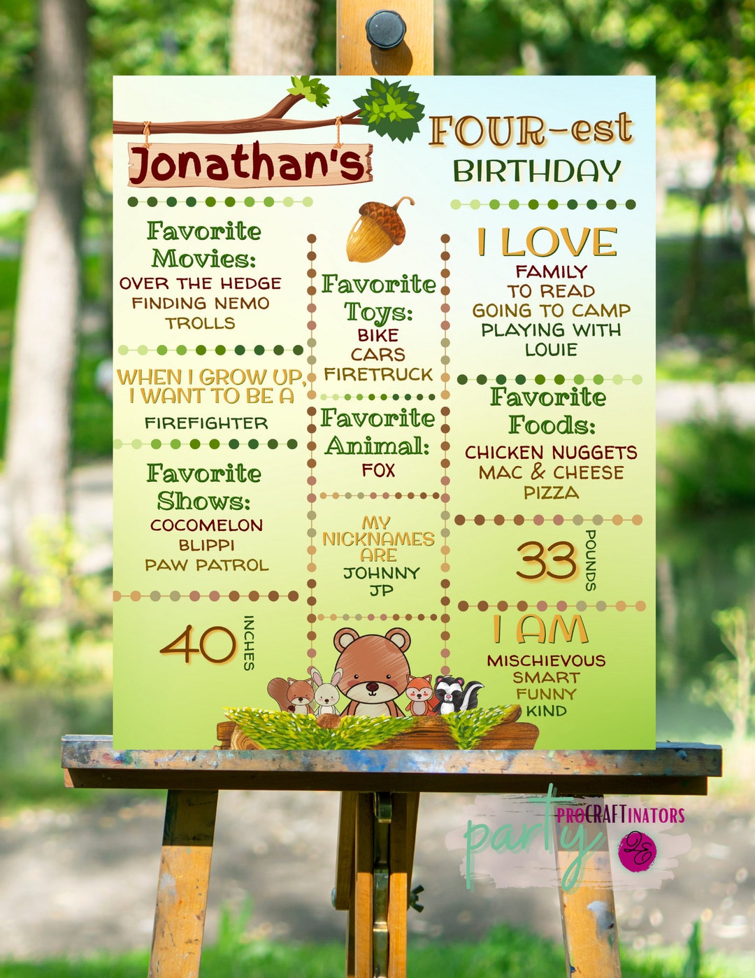 Four-est Birthday Milestone Board, EDITABLE, Party Decor, Milestone ...