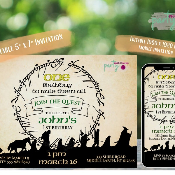 Tolkien Invitation - Etsy