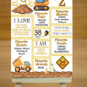 EDITABLE Construction Birthday Milestone Board, Party Decor, Milestone ...