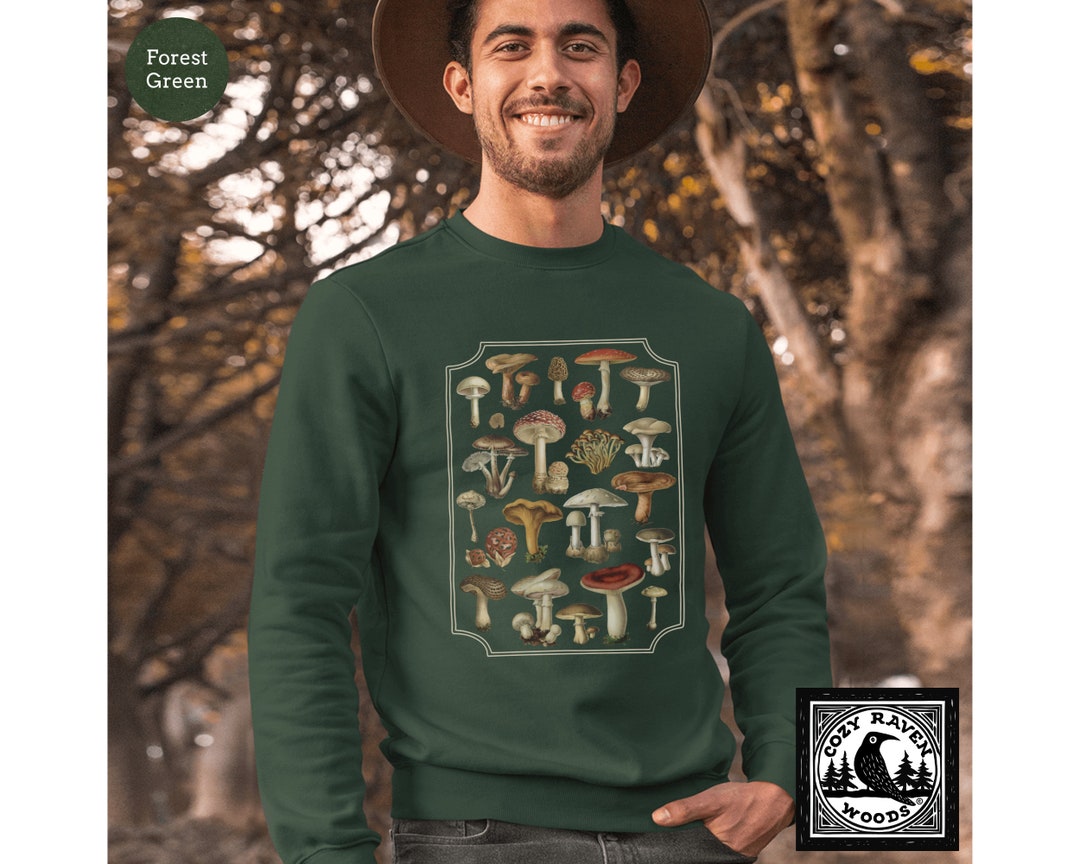 Forestcore Mushroom Collage Sweatshirt, Goblincore Adventurecore Light ...