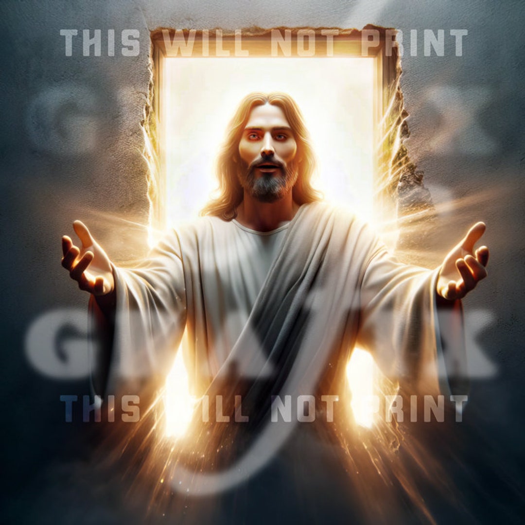 Jesus Breaks Thru Radiant Light V15 : Canvas Stretched Print (3 Sizes ...
