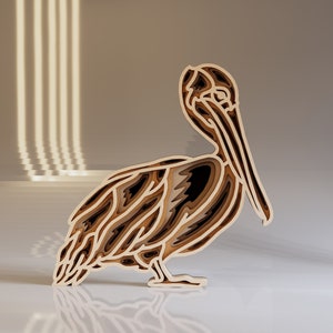 3D Pelican Multilayer SVG, Laser Cut File, Pelican Digital Art, Digital ...