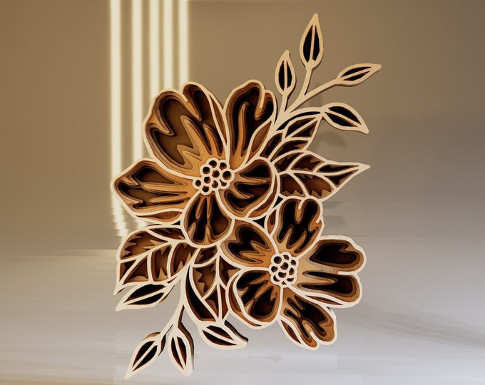 Flowers 3D Multilayer SVG, Laser Cut File, Flowers Digital Art, Gift ...